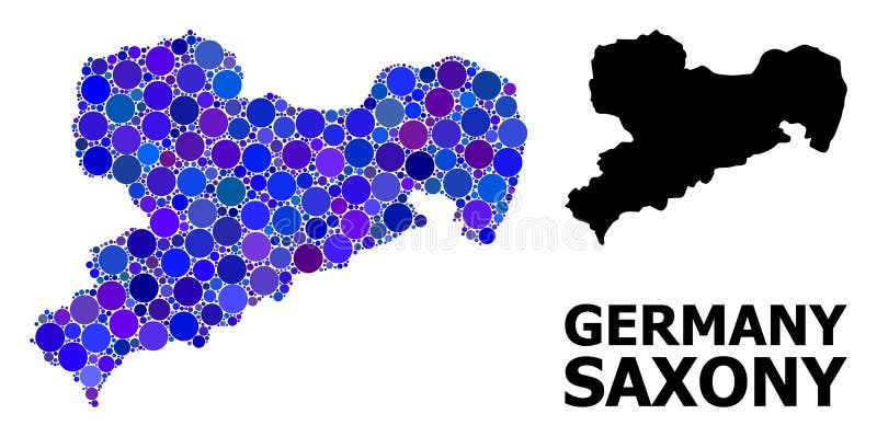 Blue Circle Mosaic Map of Saxony State Stock Illustration ...