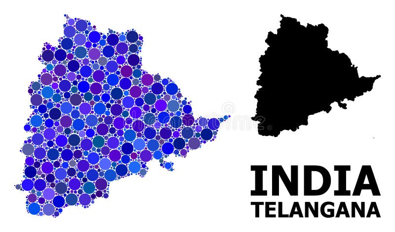Blue Circle Mosaic Map of Telangana State Stock Illustration ...