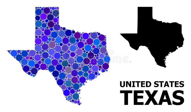 Blue Circle Mosaic Map of Texas State Stock Illustration - Illustration ...