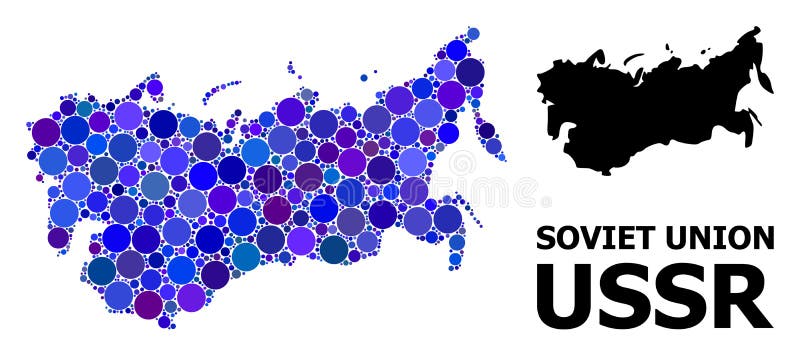 Blue Dot USSR Map stock vector. Illustration of composition - 118741199