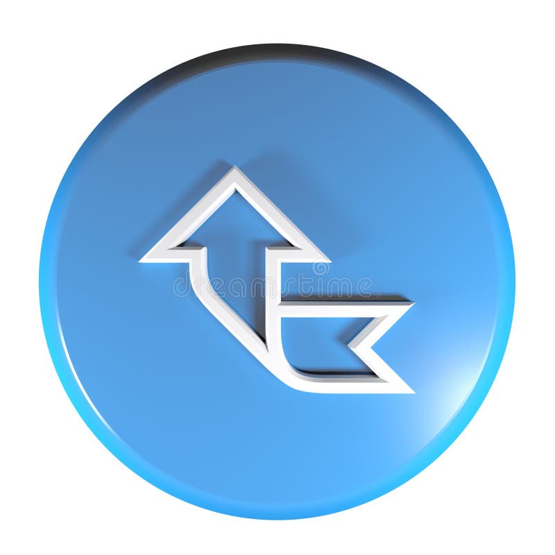 Blue Circle Push Button Arrow Left and Up - 3D Rendering Illustration ...