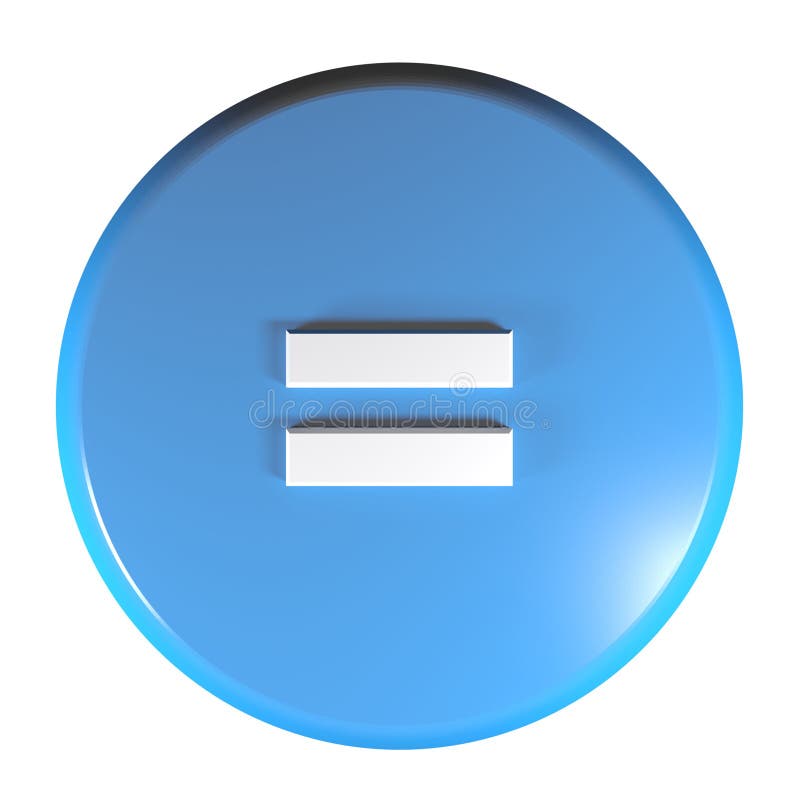 Blue Circle Push Button with the Sign = for the Equality - 3D Rendering ...