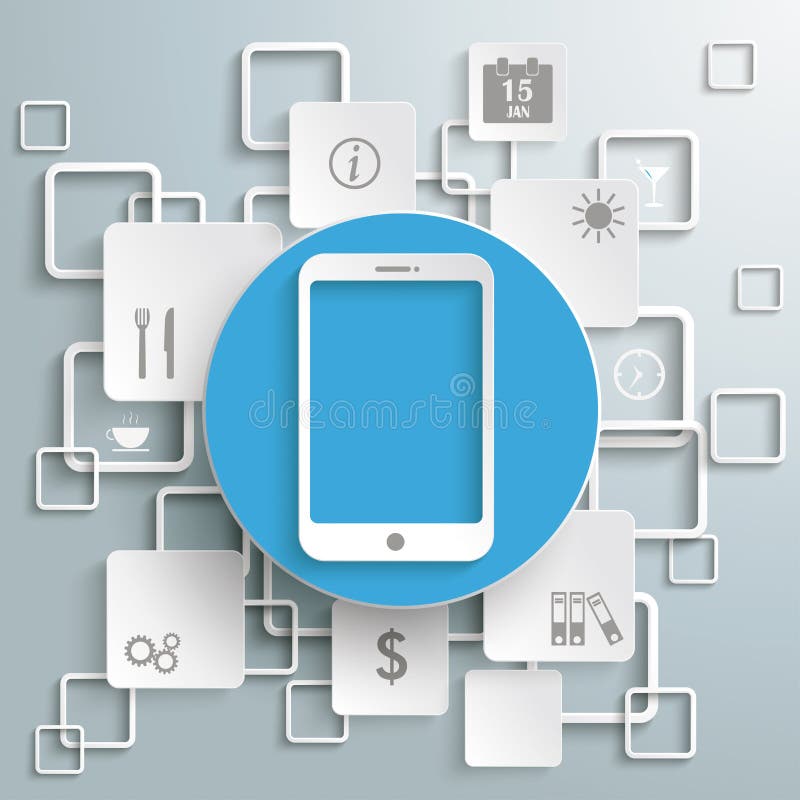 Blue Circle Smartphone White Rectangles Infographi Stock Vector ...