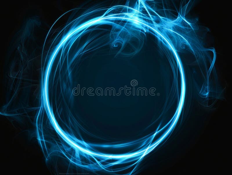 A Blue Circle with Smoke on a Black Background Stock Image - Image of ...