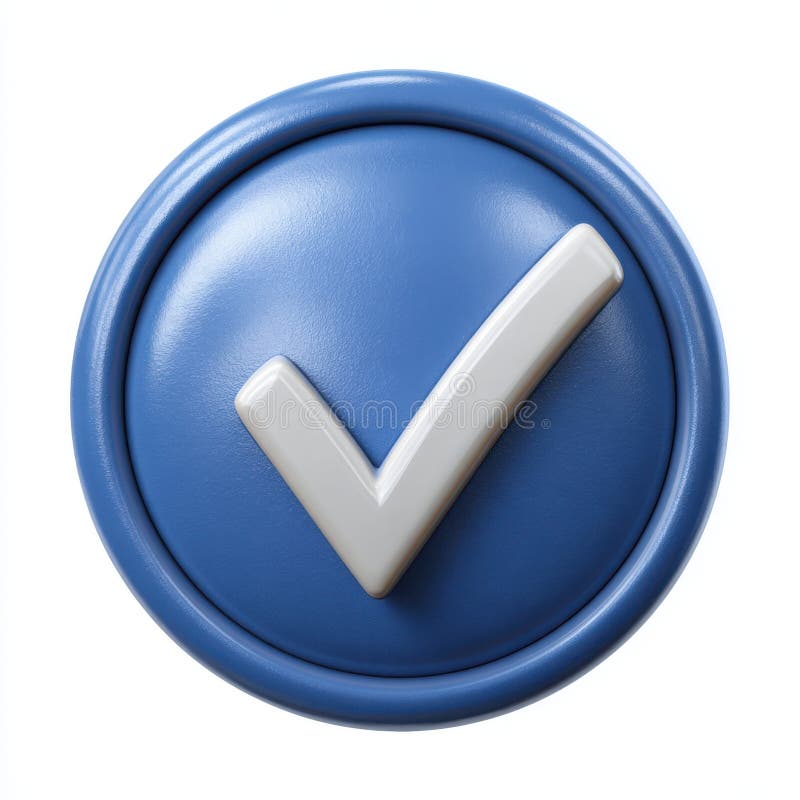 Blue Circle with White Check Mark Symbol on White Background Stock ...