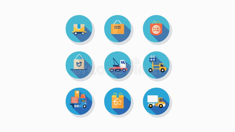 Blue Circles Connected Icons Represent Manufacturing Process Stock ...