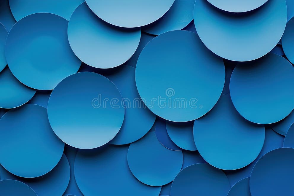 Abstract Blue Gradient Circular Shapes Overlapping To Create a Layered ...