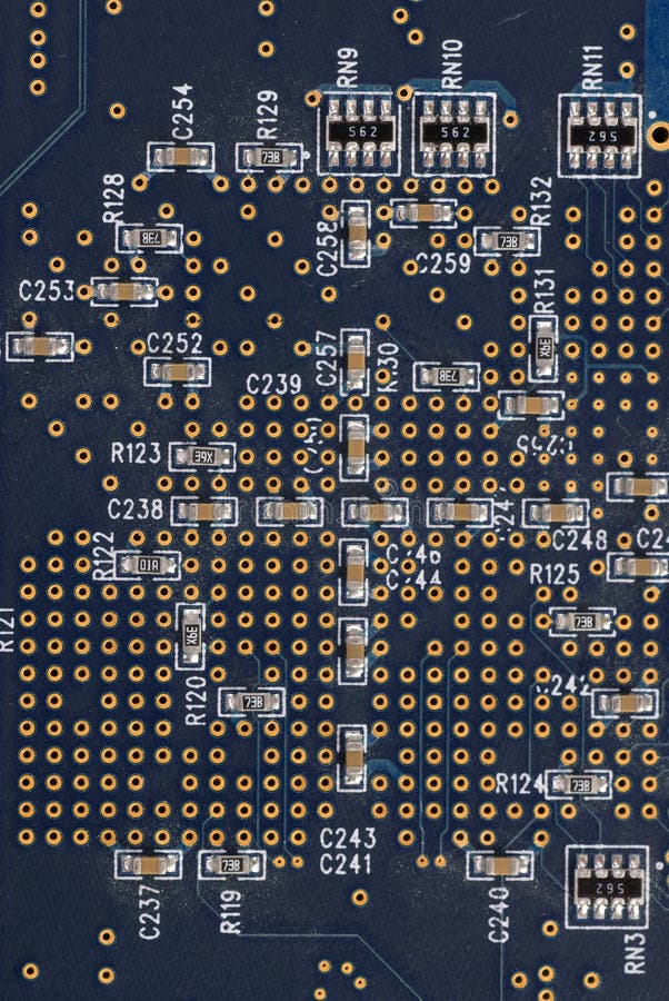 Blue Circuit Board with Electronic Chips Stock Image - Image of digital ...