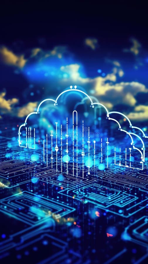 Blue Circuit Board Background. Cloud Network Solution Digital Background Stock Illustration ...