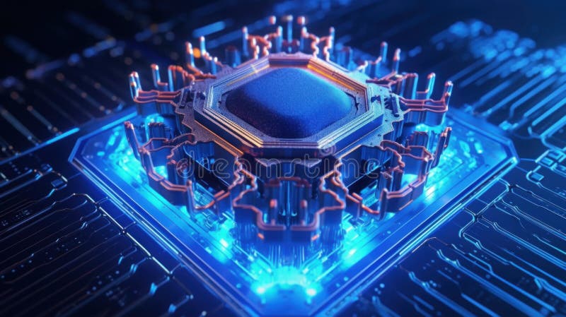 Blue Circuit Board of Central Processing Unit Computer Stock ...