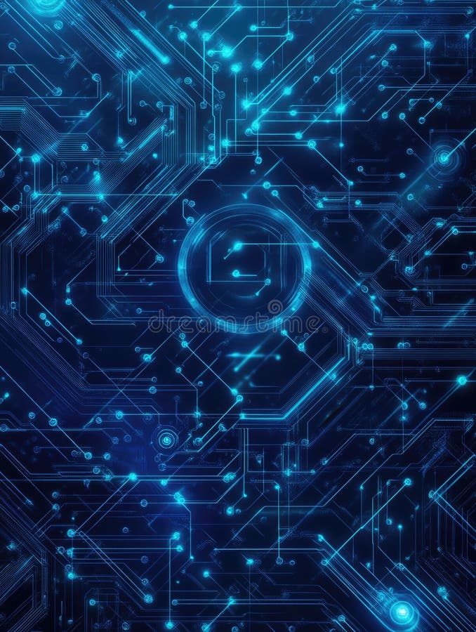 Blue Circuit Board with Electronic Chips Stock Image - Image of digital ...