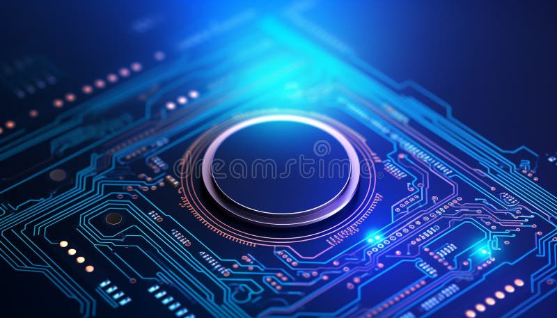 Blue Circuit Board, Close Up Technology, Computer Chip Generated by AI ...