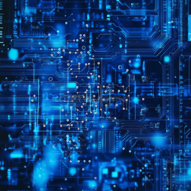 Blue Circuit Board with Digital Network Connectivity Highlighting ...