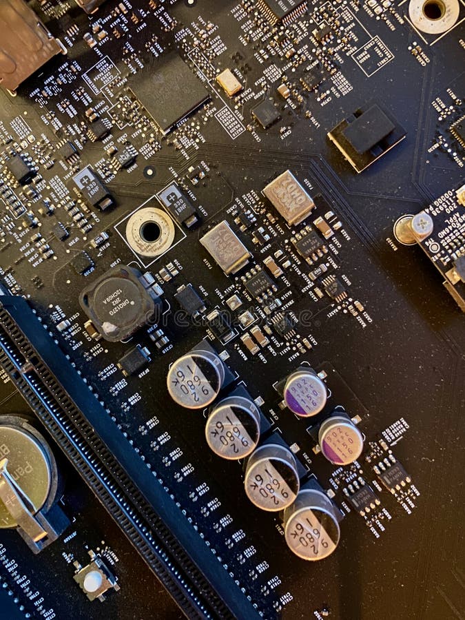 Blue Circuit Board with Electronic Chips Stock Photo - Image of blue ...