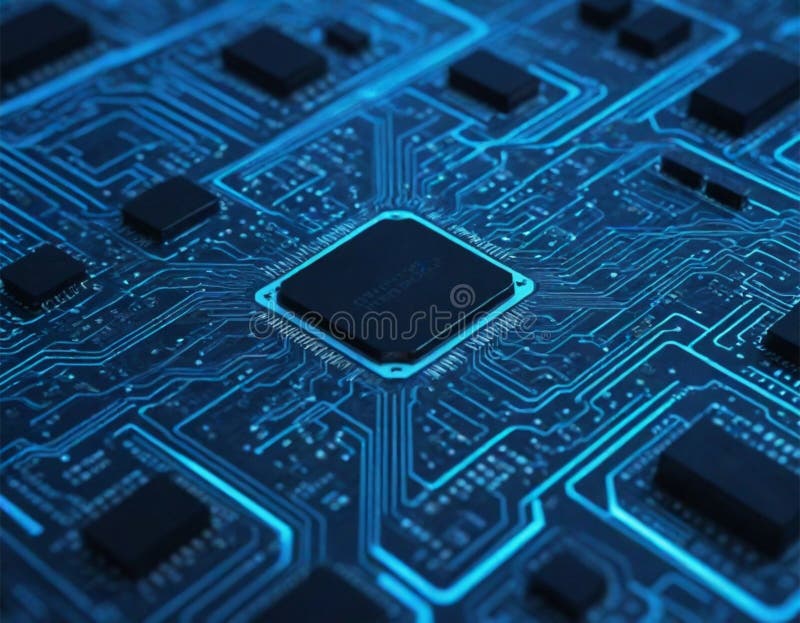 Blue Computer CIrcuit Board Pathway Communications Stock Illustration ...