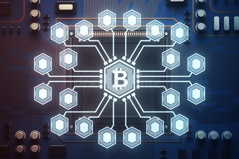 Blue Circuit Board, Bitcoin Network Stock Illustration - Illustration ...