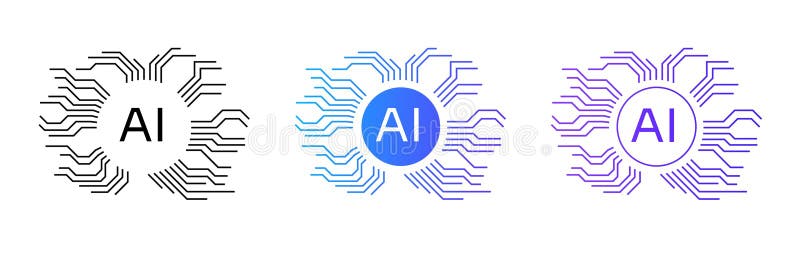 Blue Circuit Chip Logo for AI and Futuristic Technology. Stock Vector ...