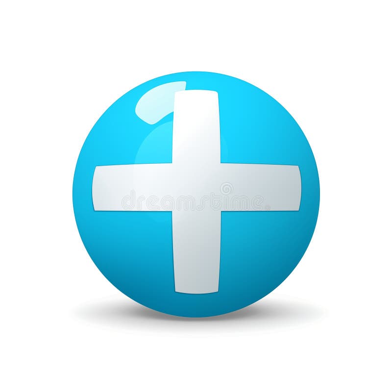 Blue Circular Button with a White Cross Symbol Designed for User ...