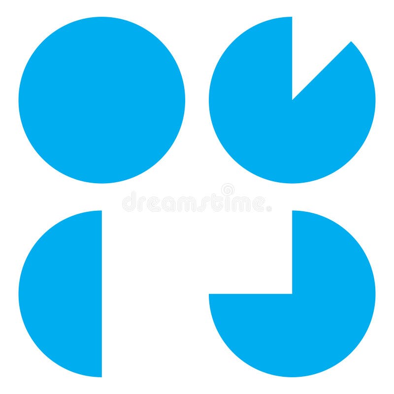 Blue Circular Charts. Pie Diagram Elements. Statistical Vector Graphics ...