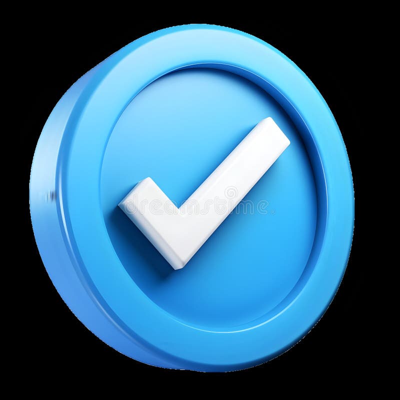 Blue Circular Check Mark Icon on Transparent Background Stock Photo ...