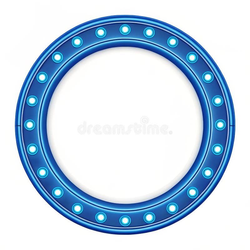 Blue Circular Frame with Lights, Isolated on White Background, Frame ...