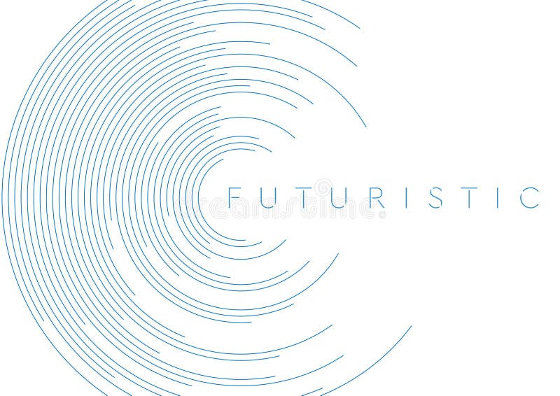 Blue Circular Lines Abstract Futuristic Tech Background Stock Vector ...