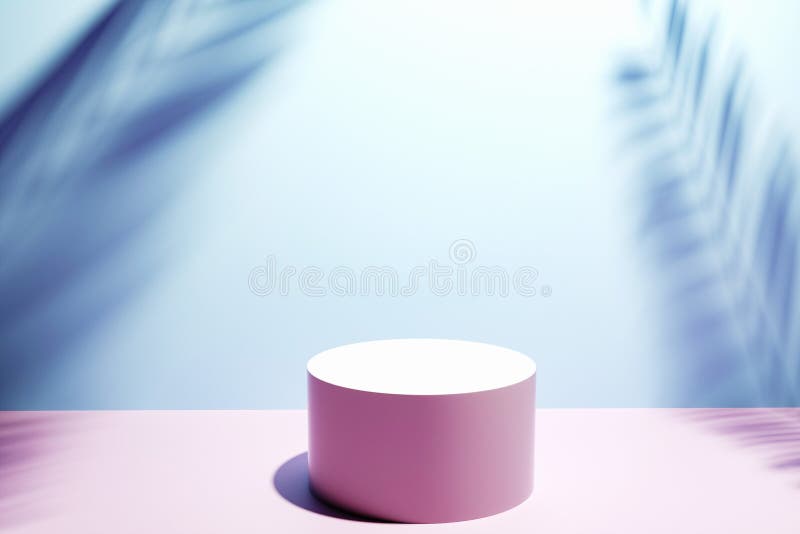 Blue Circular Product Stand in Front of Pink and Blue Background Stock ...