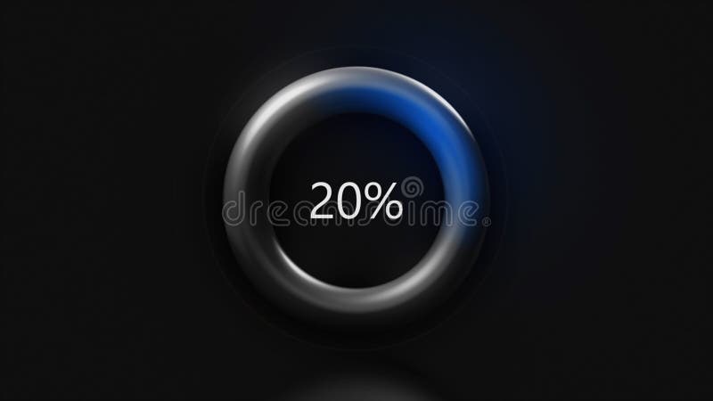 Blue Circular Radial Percentage Progress Ring on a Black Backgrounds ...