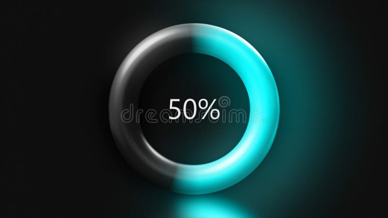 Blue Circular Radial Percentage Progress Ring on a Black Backgrounds ...