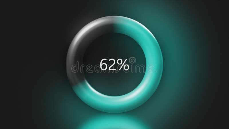 Blue Circular Radial Percentage Progress Ring on a Black Backgrounds ...