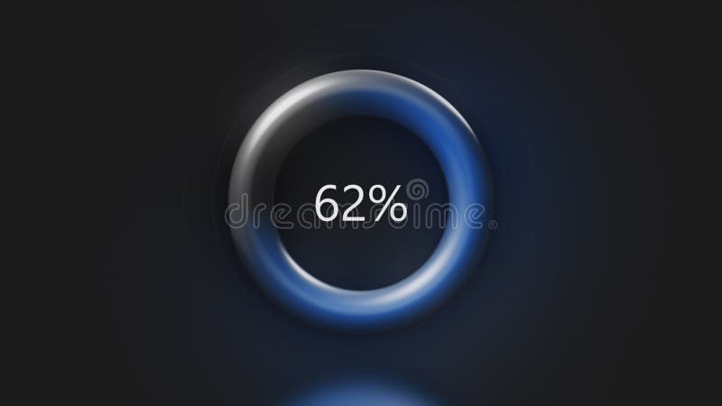 Blue Circular Radial Percentage Progress Ring on a Black Backgrounds ...