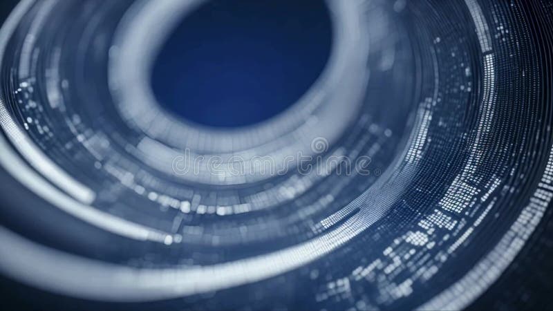 Blue Circular Radial Tunnel with Ribbed Walls and Data Flow Lines ...
