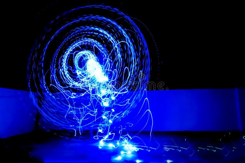 Blue Circular Ring Light Painting Stock Photo - Image of blue, light ...