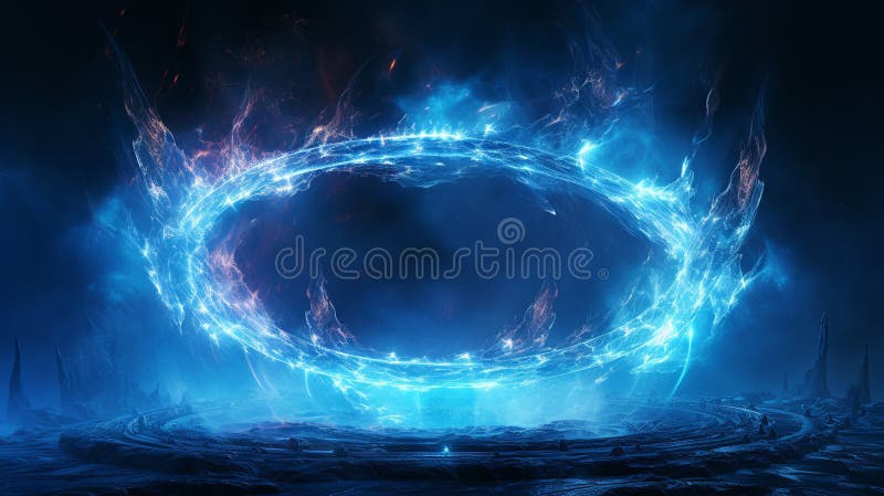 Blue Circular Shinning Glowing Light Ring Sparkle Powerful Effect Dust ...