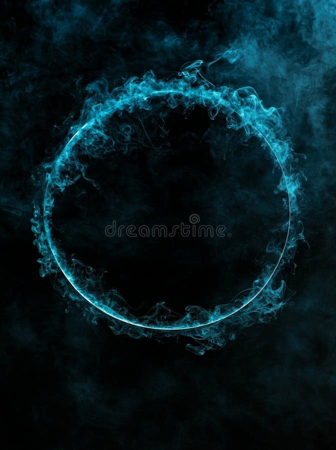 A Blue Circular Smoke Ring Isolated Against a Black Background ...