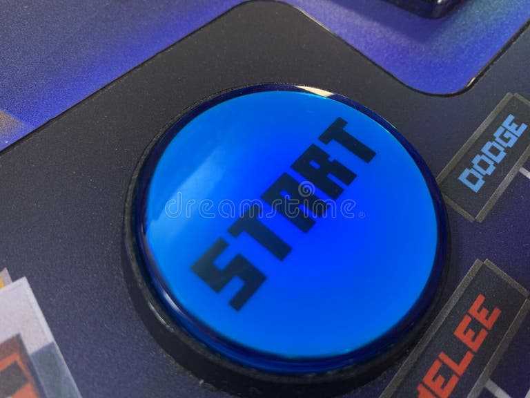 Blue Circular Start Button from an Arcade Machine Stock Photo - Image ...
