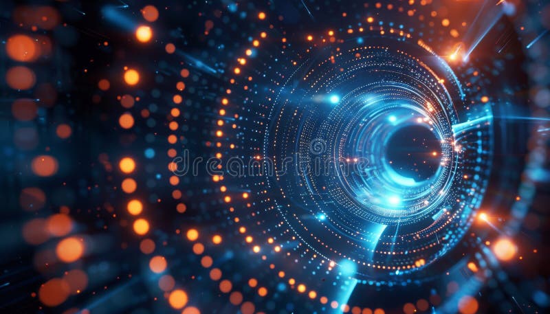 Blue Circular Technology Lines Stock Illustration - Illustration of ...