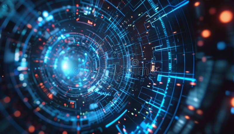 Blue Circular Technology Lines Stock Illustration - Illustration of ...