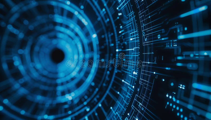 Blue Circular Technology Lines Stock Illustration - Illustration of ...