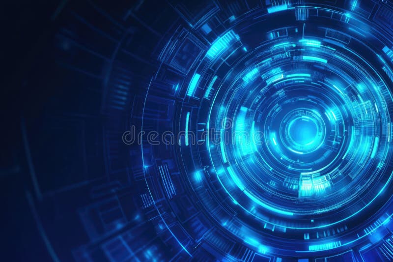 A Blue Circular Tunnel on a Black Background Stock Photo - Image of ...