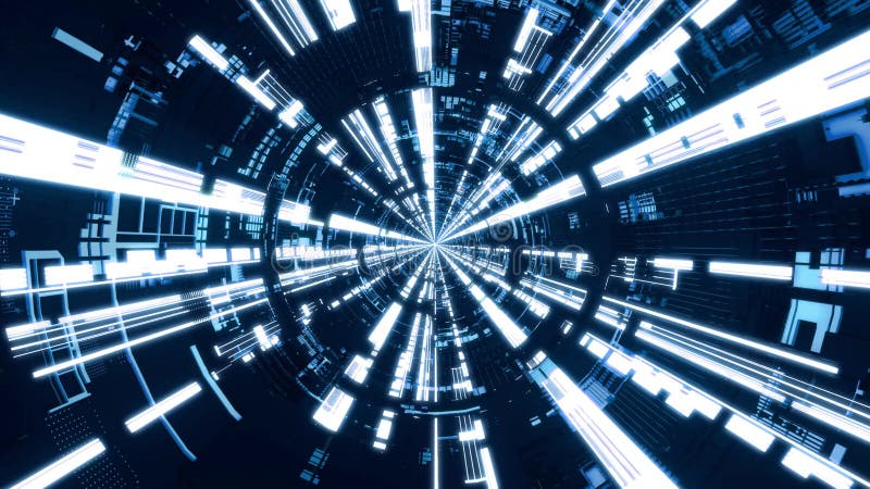 Blue Circular Tunnel. 4K Seamless Loop Flying into Spaceship Tunnel ...