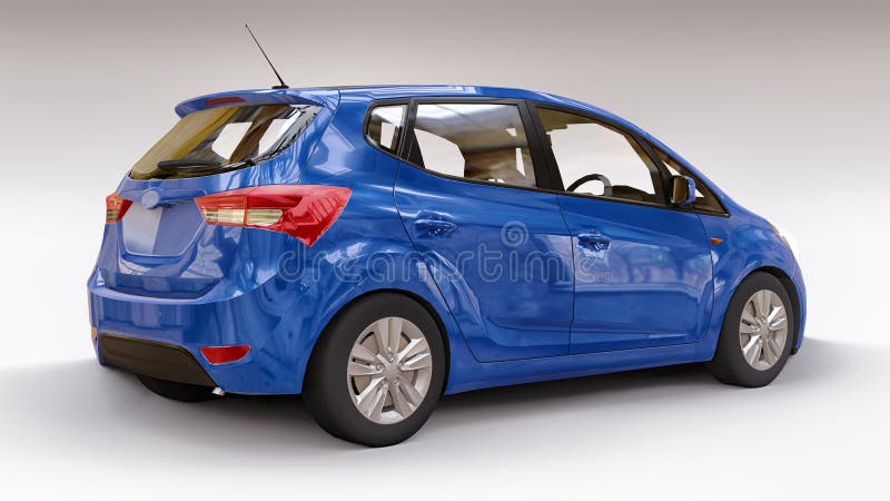 Blue City Car with Blank Surface for Your Creative Design. 3D Rendering ...