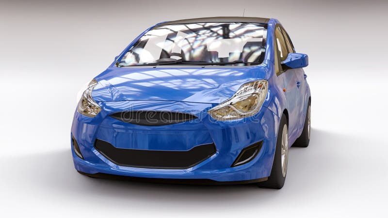Blue City Car with Blank Surface for Your Creative Design. 3D Rendering ...