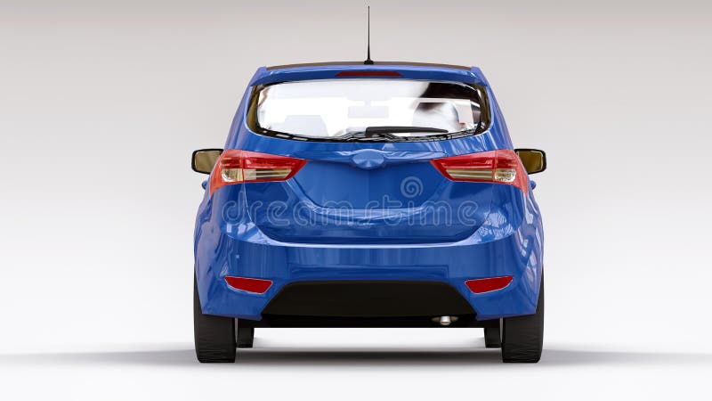 Blue City Car with Blank Surface for Your Creative Design. 3D Rendering ...