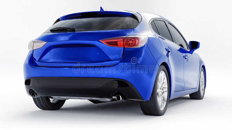 Blue City Car with Blank Surface for Your Creative Design. 3D Rendering ...