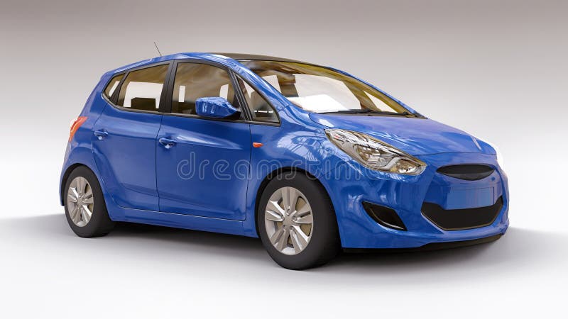Blue City Car with Blank Surface for Your Creative Design. 3D Rendering ...