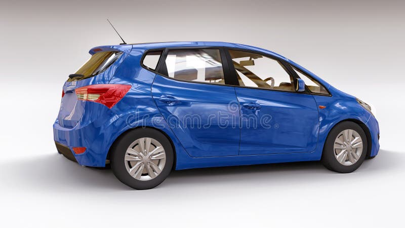 Blue City Car with Blank Surface for Your Creative Design. 3D Rendering ...
