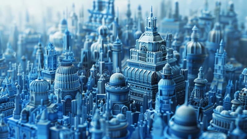 Blue city model poster stock illustration. Illustration of banner ...
