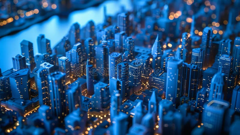 Blue city model poster stock illustration. Illustration of backdrop ...