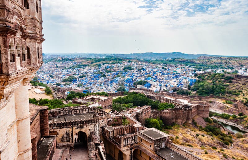 Blue City View from Fort with Flat Bright Sky at Morning Stock Photo ...